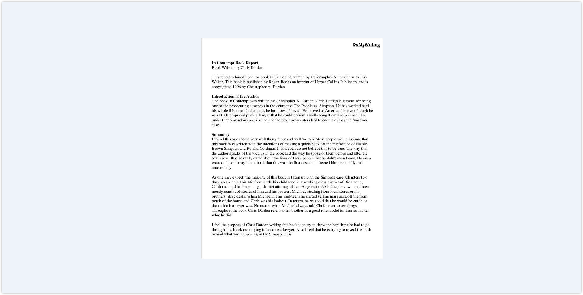 Book Report Sample Master Of Template Document